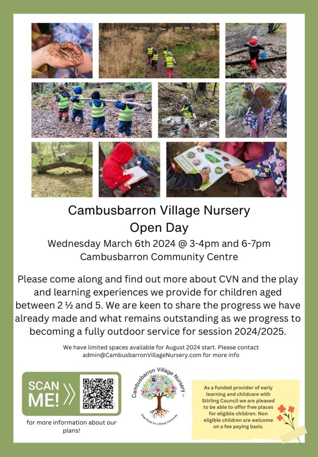 Come along to our Open Day on March 6th 2024 | Cambusbarron Village Nursery